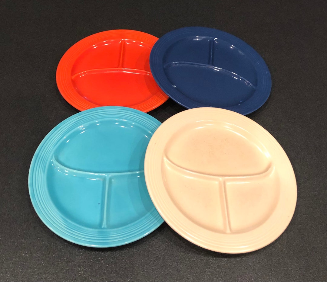 Vintage 4 Fiesta RARE Compartment Dinner Plates Genuine Old Fiesta 3 ...