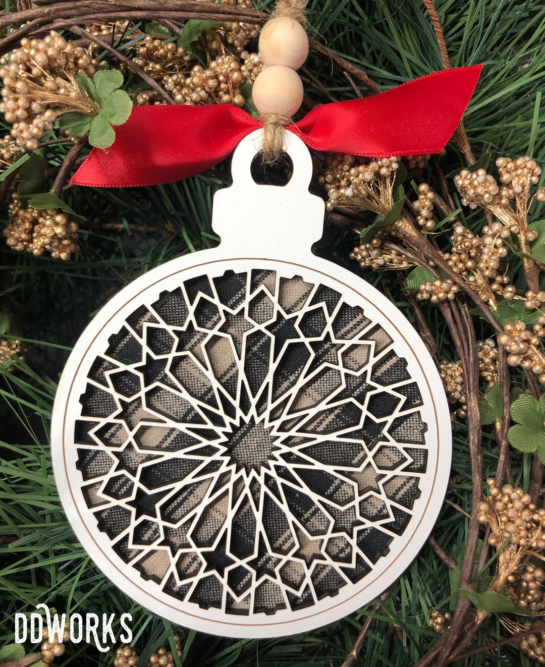 Farmhouse Spanish Style Ornate Lattice Round Christmas Ornament - Etsy
