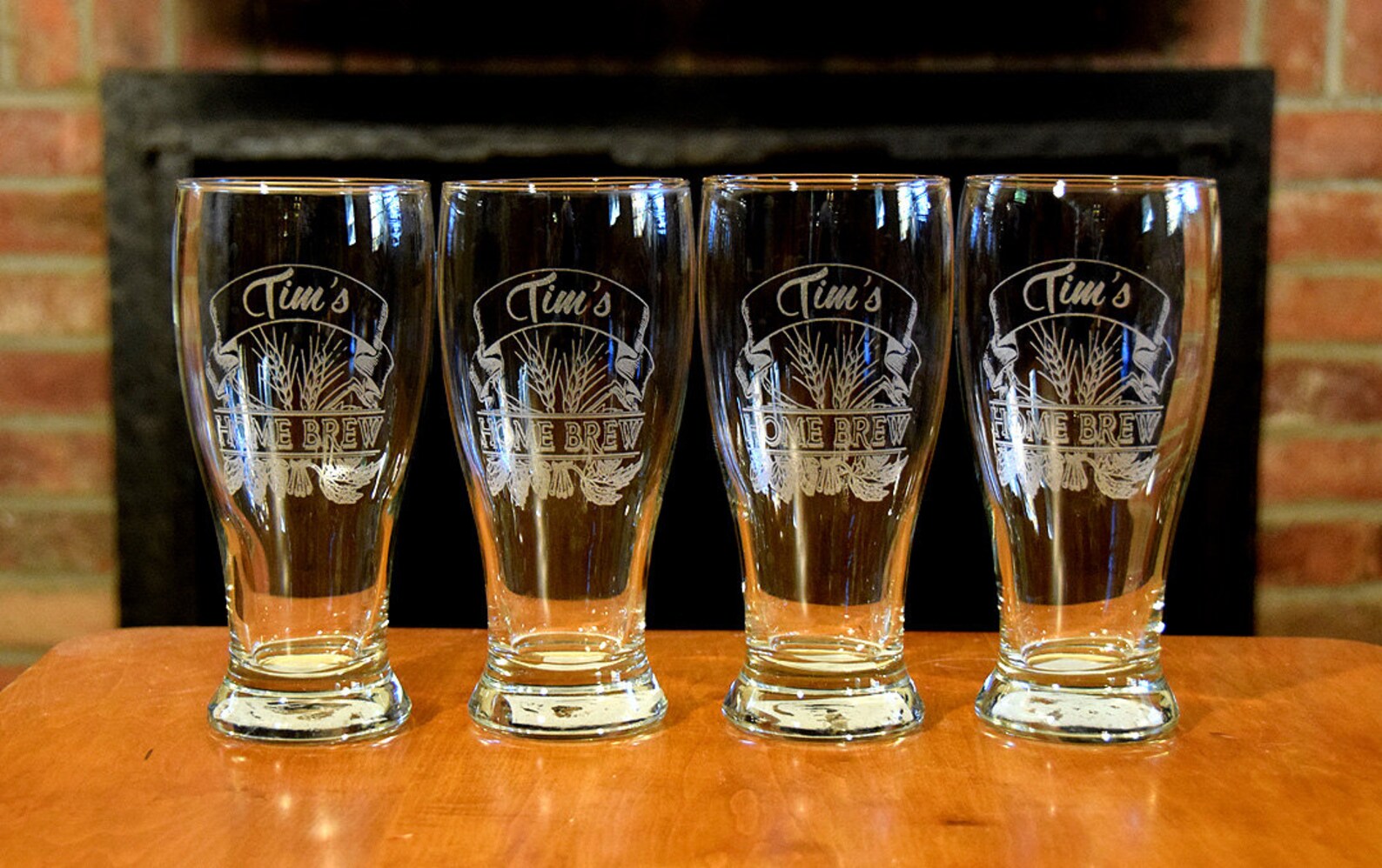 Set Of 4 Personalized Beer Glasses Any Design Custom Laser Etsy