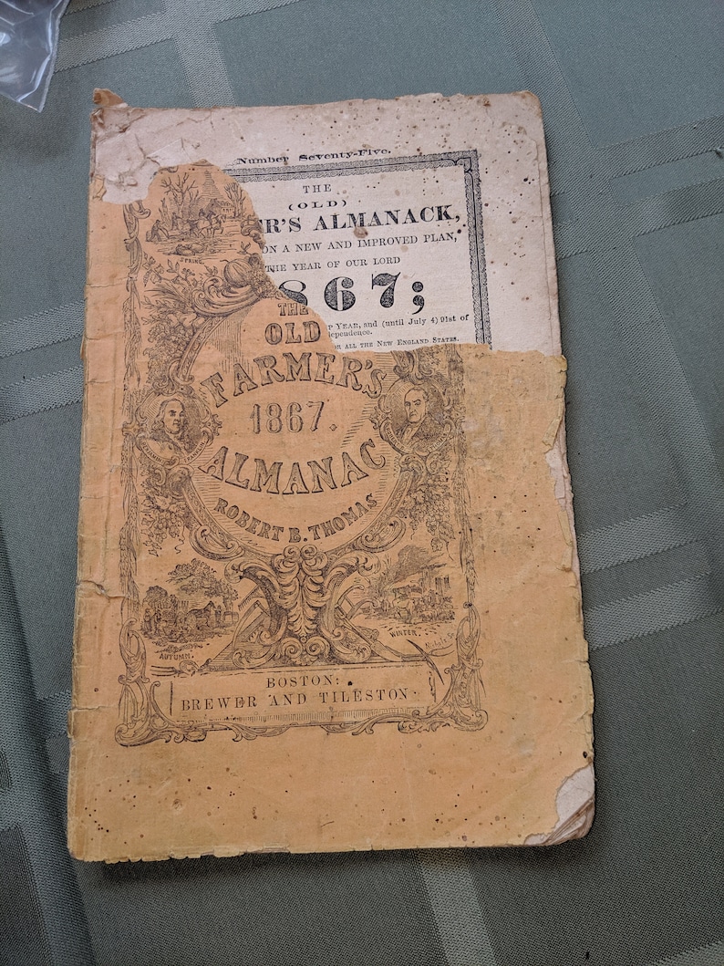 Antique Old Farmers Ayers Almanac Boston Lowell MA 1867 1880 1884 1891 ...