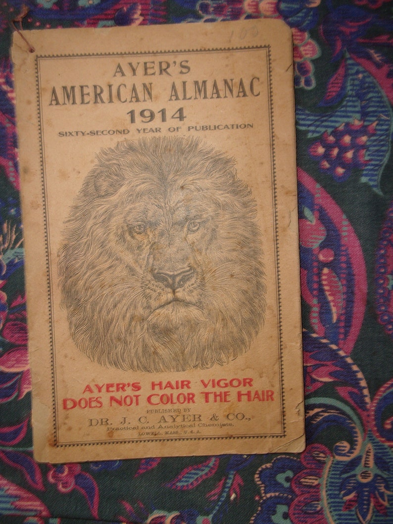 Antique Old Farmers Ayers Almanac Boston Lowell MA 1867 1880 1884 1891 ...