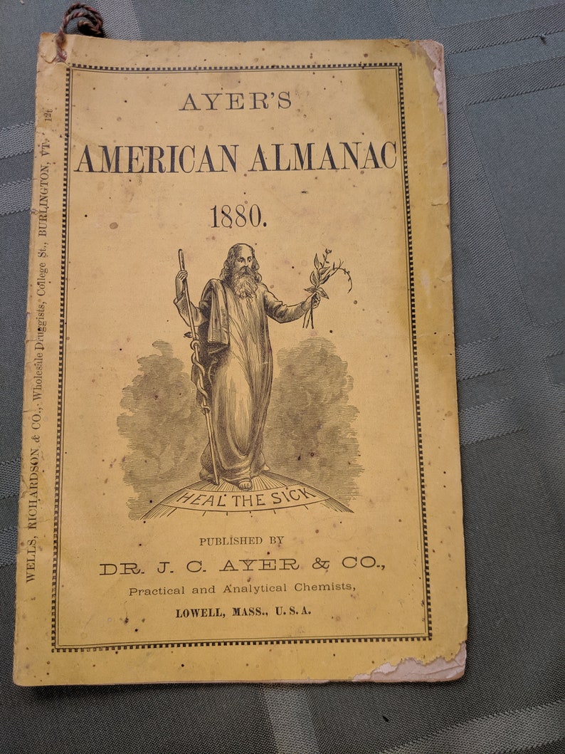 Antique Old Farmers Ayers Almanac Boston Lowell MA 1867 1880 1884 1891 ...