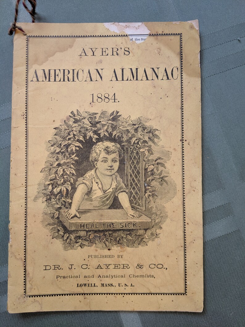 Antique Old Farmers Ayers Almanac Boston Lowell MA 1867 1880 1884 1891 ...