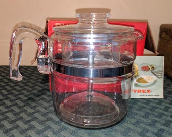 Pyrex Flameware Coffee Pot Percolator 4 Cup Pot Lid Etsy
