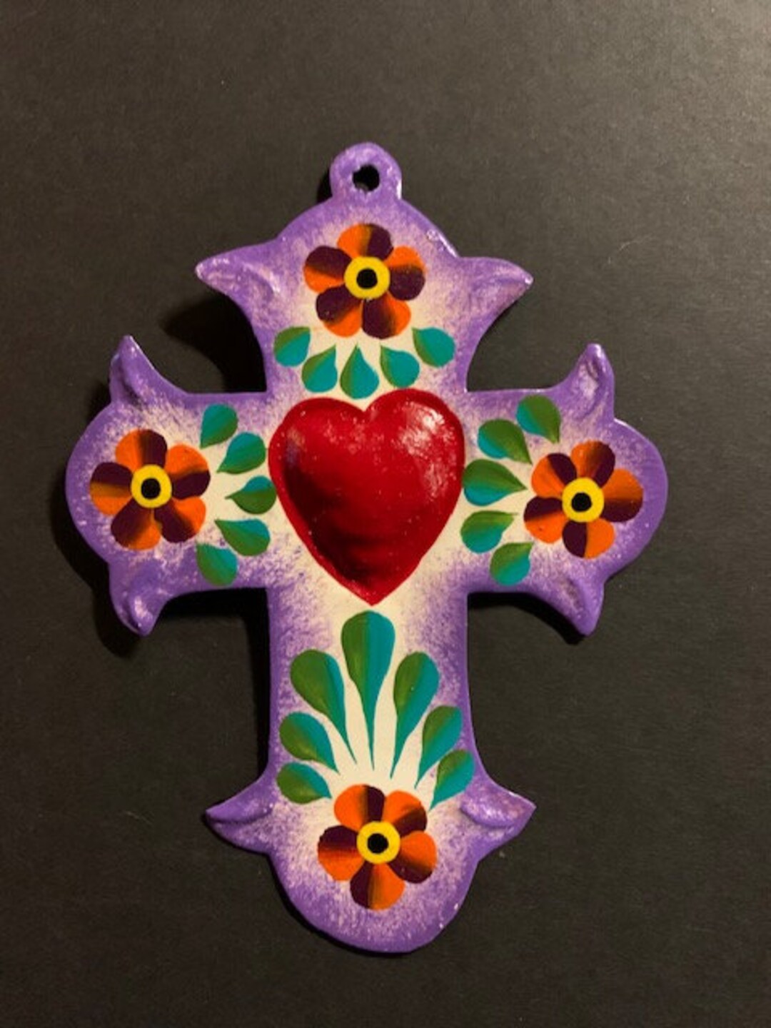 Hand-painted Tin Cross With Scalloped Edges Purple - Etsy