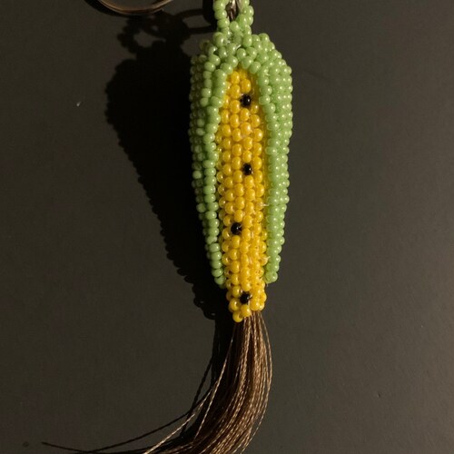 Hand-beaded Key Ring Key Chain in Three Sisters Corn | Etsy