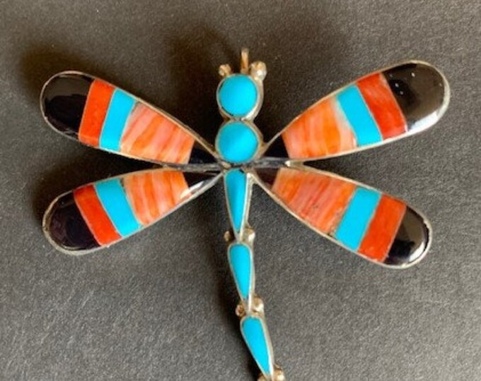 Zuni Native American Dragonfly Pendant Pin Combination Piece - Etsy