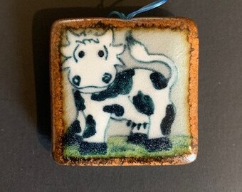 Ceramic Cow Tile - Etsy