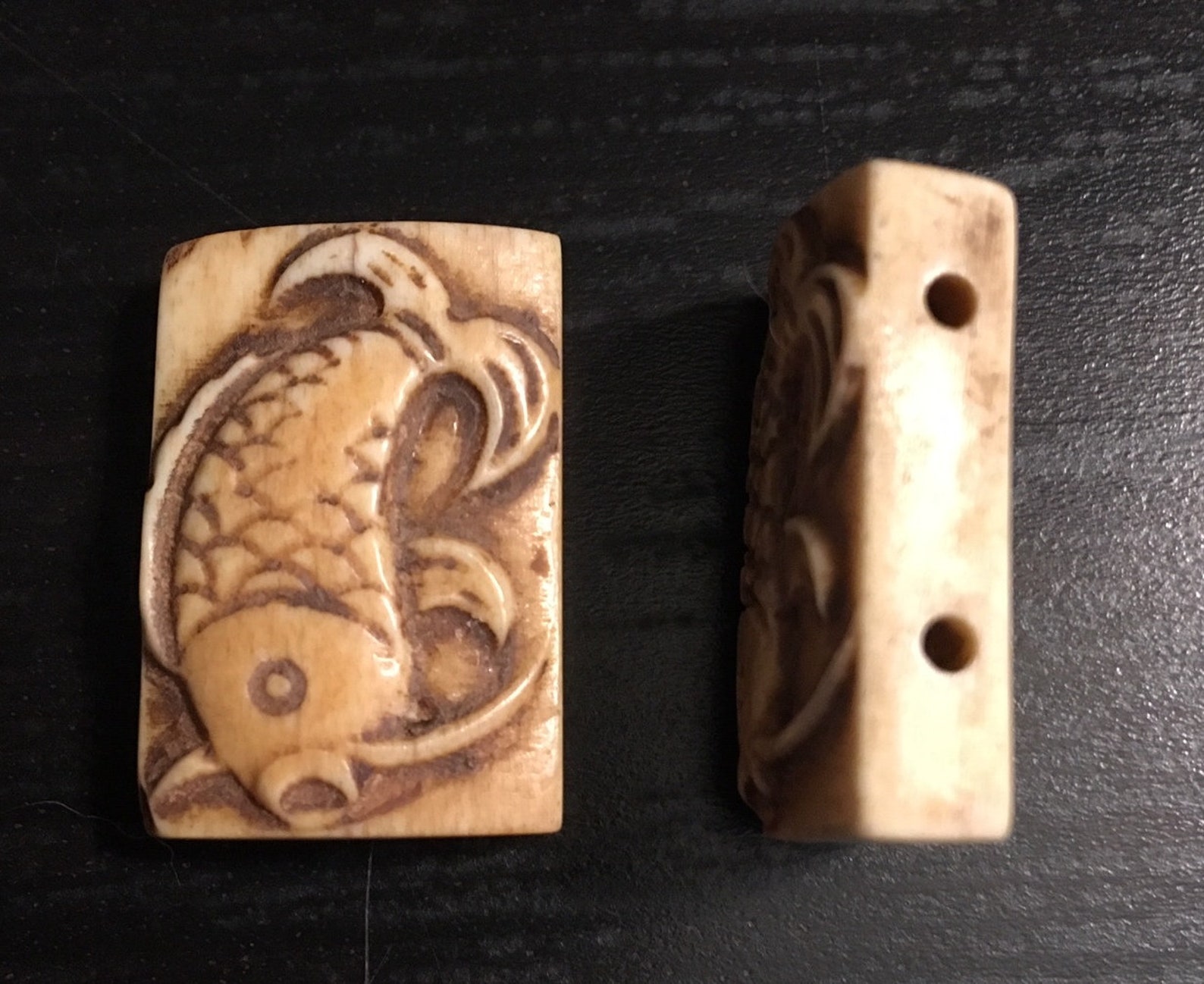 Vintage Carved Bone Beads Asian Fish Koi Carp Design Set - Etsy