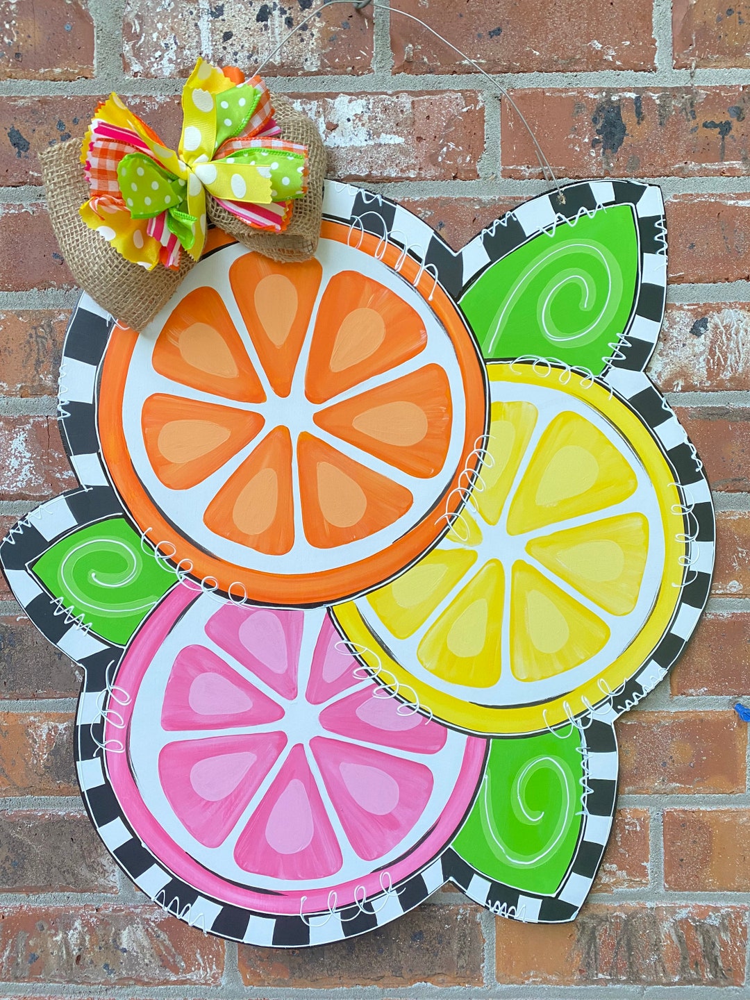 Fruit Slices Door Hanger, Summer Door Hanger, Wood Cut Out, Hand ...
