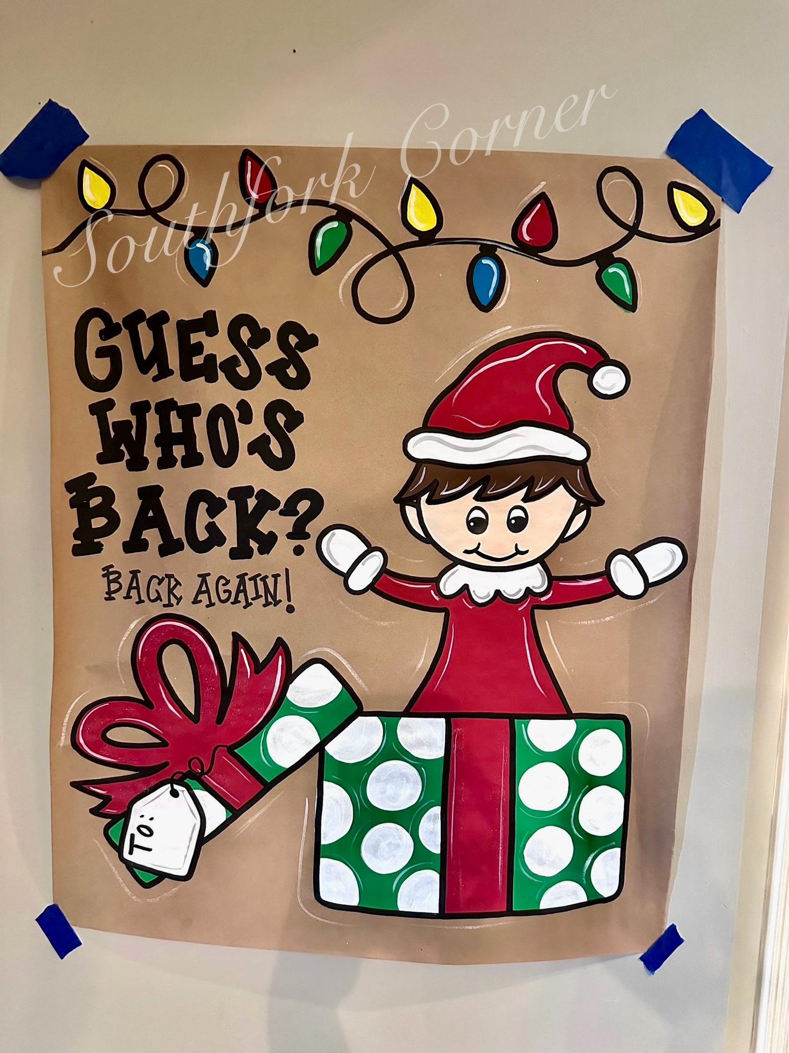 Elf Banner, Hand Painted, Paper Banner, Christmas Elf, Personalized - Etsy