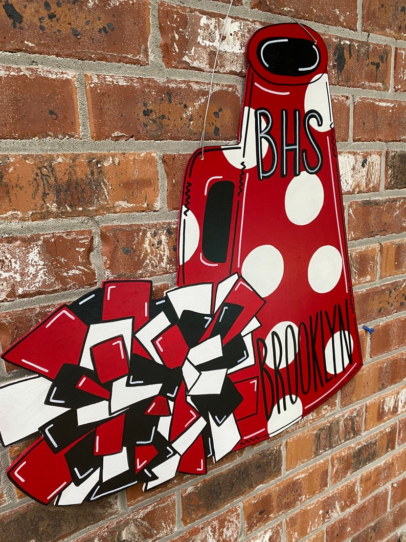 Cheerleader Door Hanger, Wooden Cut Out, School Cheer, Megaphone - Etsy