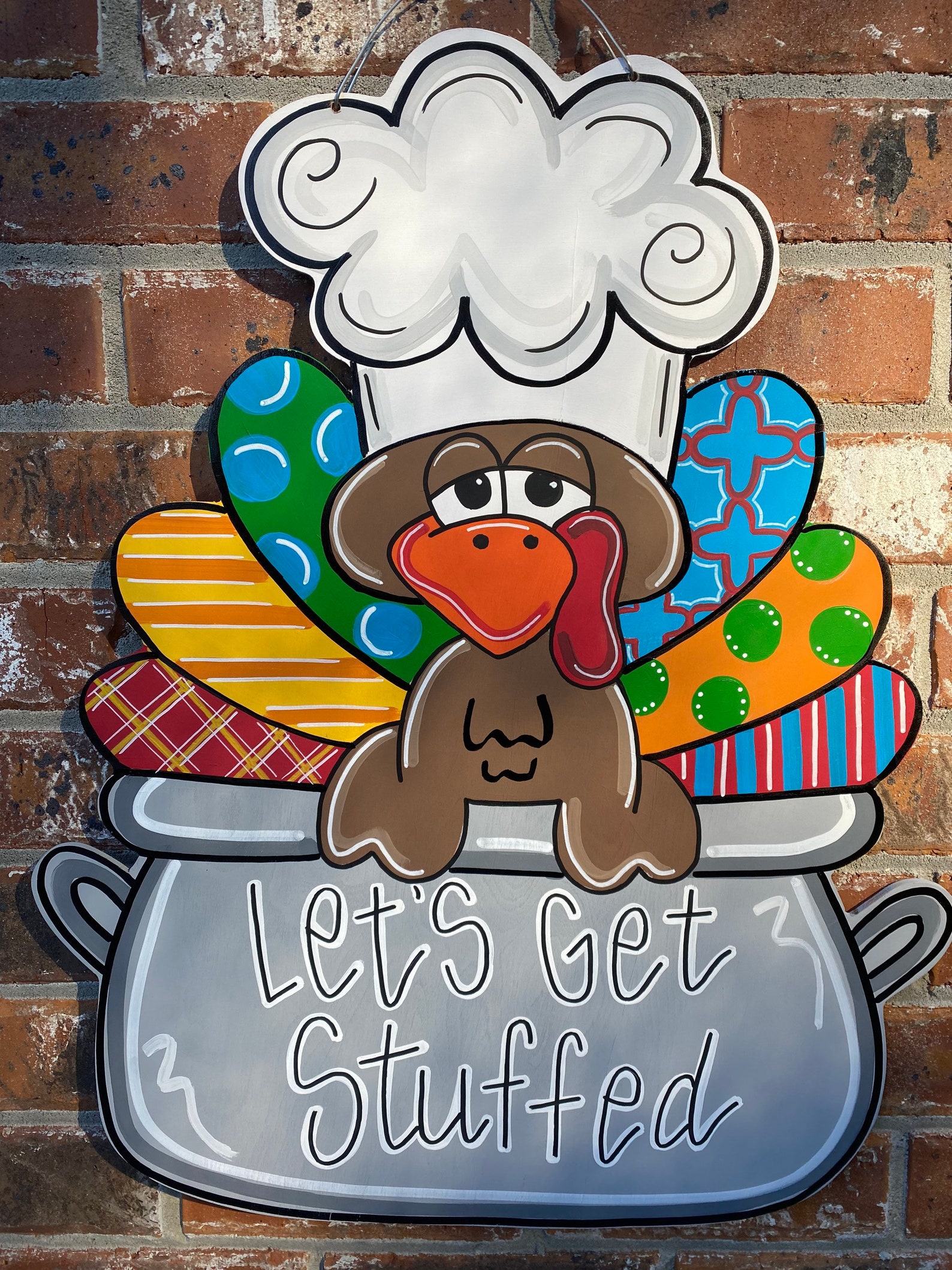 Turkey Door Hanger Thanksgiving Wood Cut Out Hand Painted - Etsy