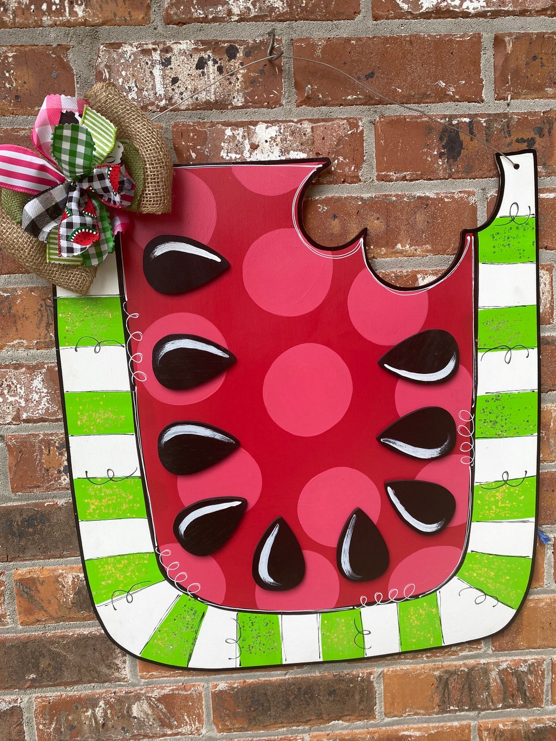 Watermelon Door Hanger, Summer Decor, Wood Cut Out, Hand Painted ...