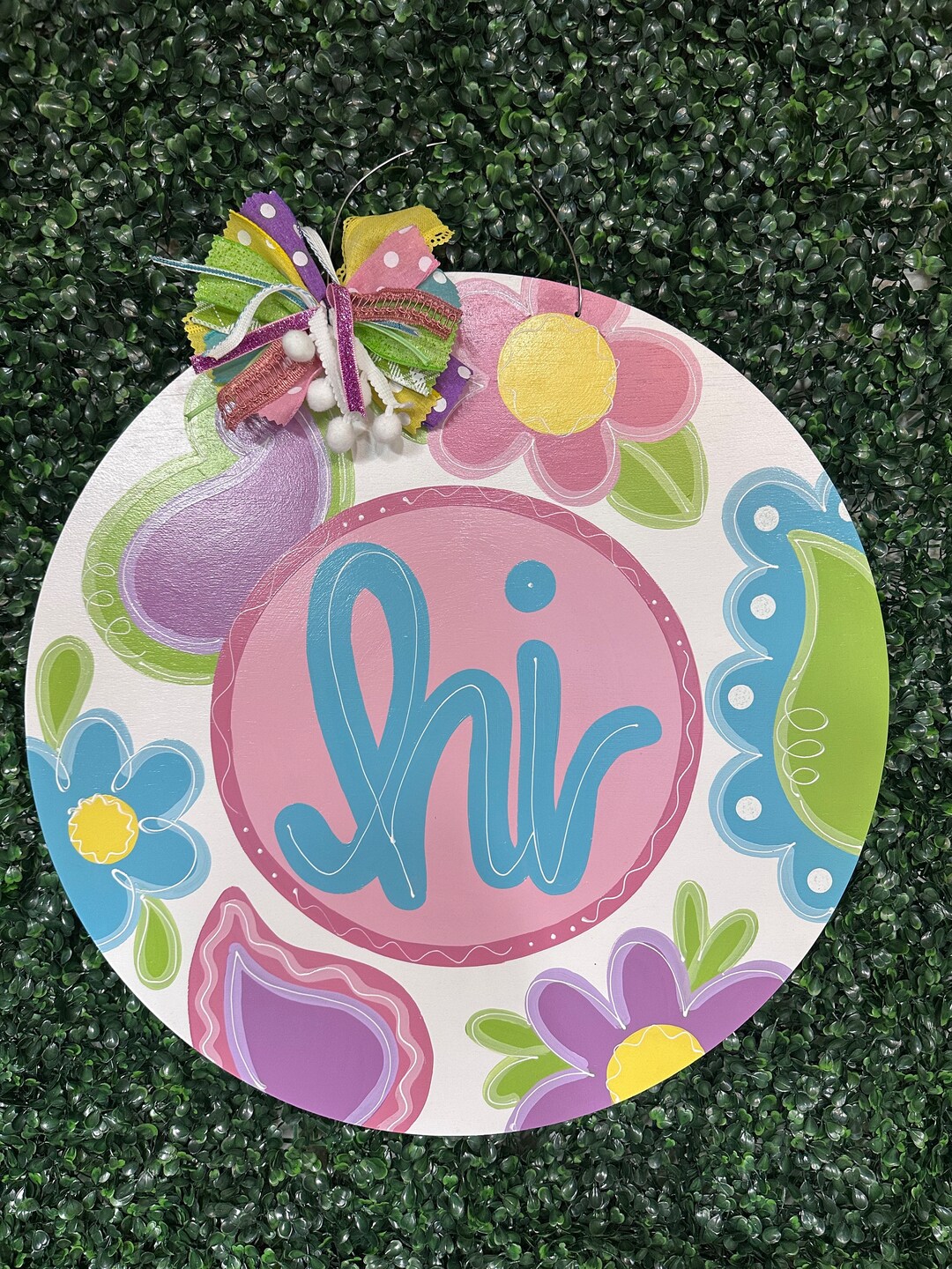 Spring Door Hanger, Hand Painted, Paisley Decor, Spring Decor, Summer ...