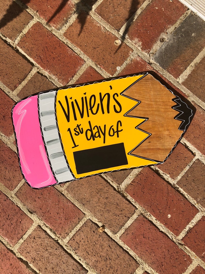 Personalized Pencil Sign First Day of School Hand Painted | Etsy