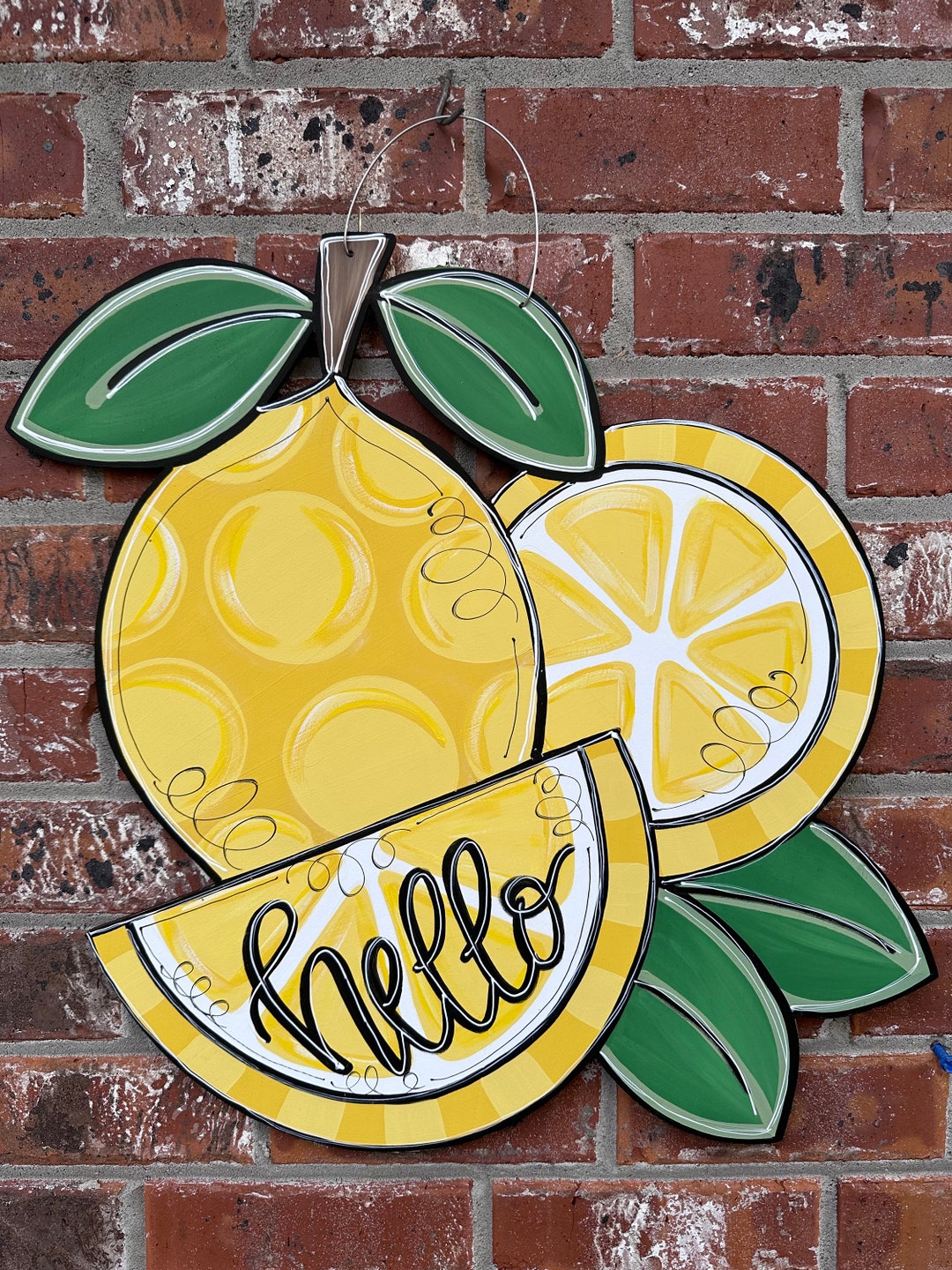 Lemon Door Hanger, Welcome Sign, Summer Door Hanger , Hand Painted ...