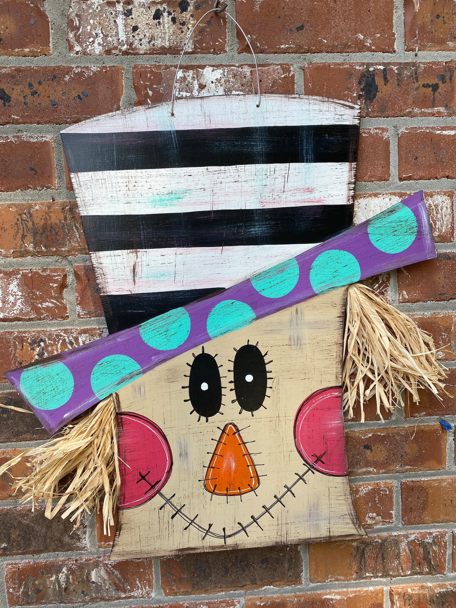 Scarecrow Door Hanger, Fall Decor, Wood Cut Out, Hand Painted ...