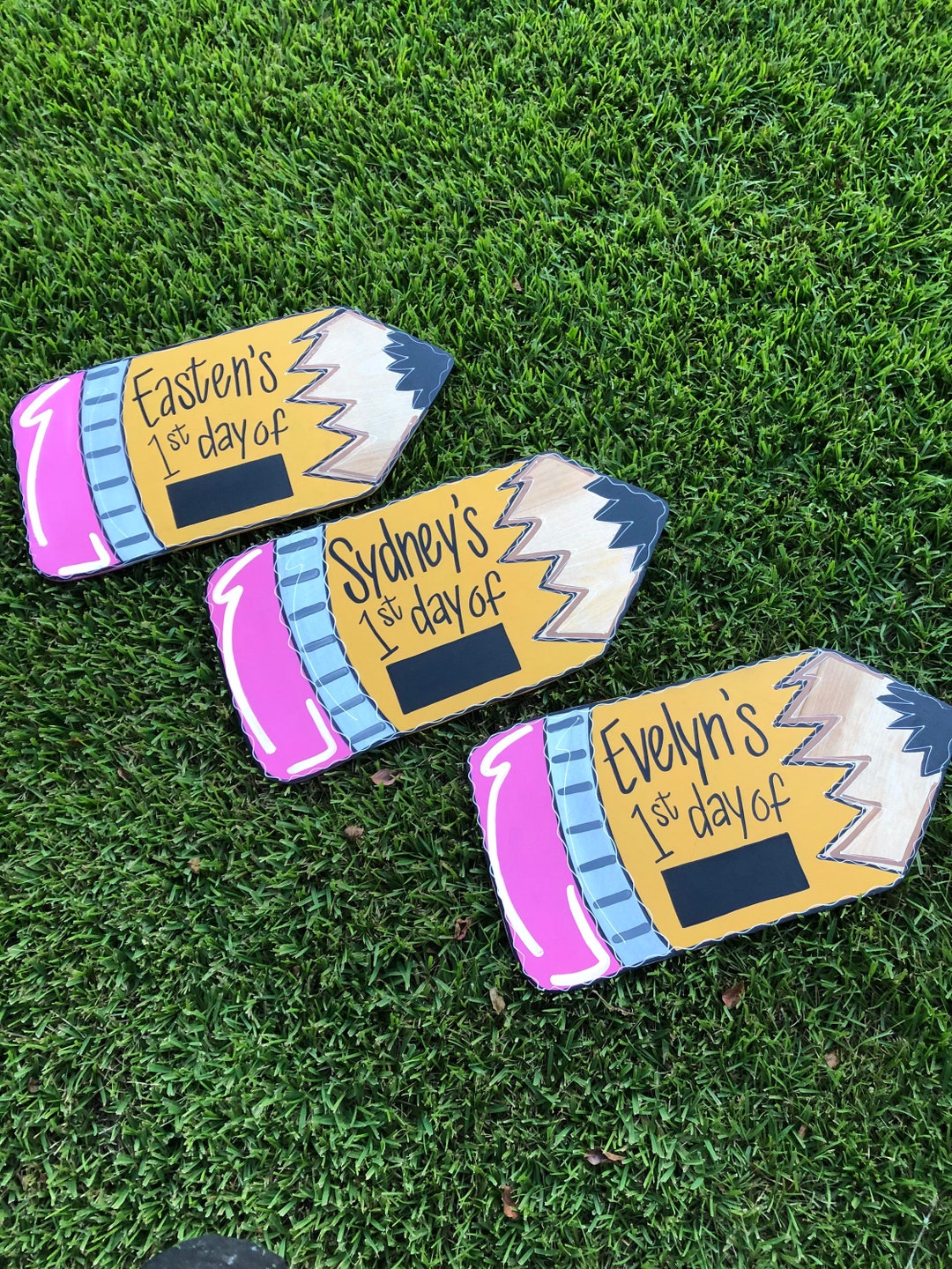 Personalized Pencil Sign, First Day of School, Hand Painted , Wood Cut ...