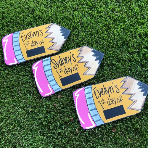 Personalized Pencil Sign First Day of School Hand Painted - Etsy