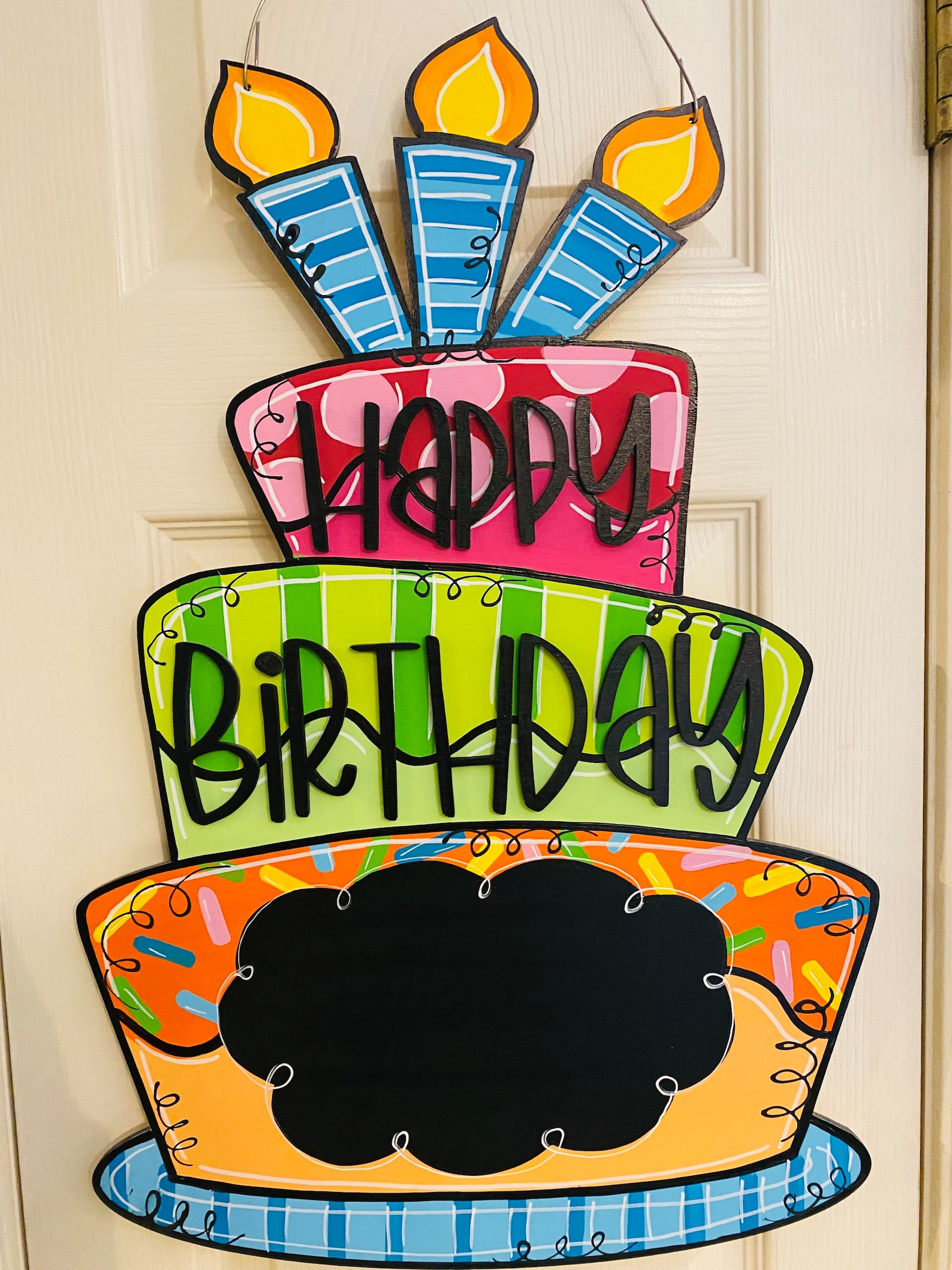 Birthday Cake Door Hanger Chalkboard Reusable Birthday Sign - Etsy