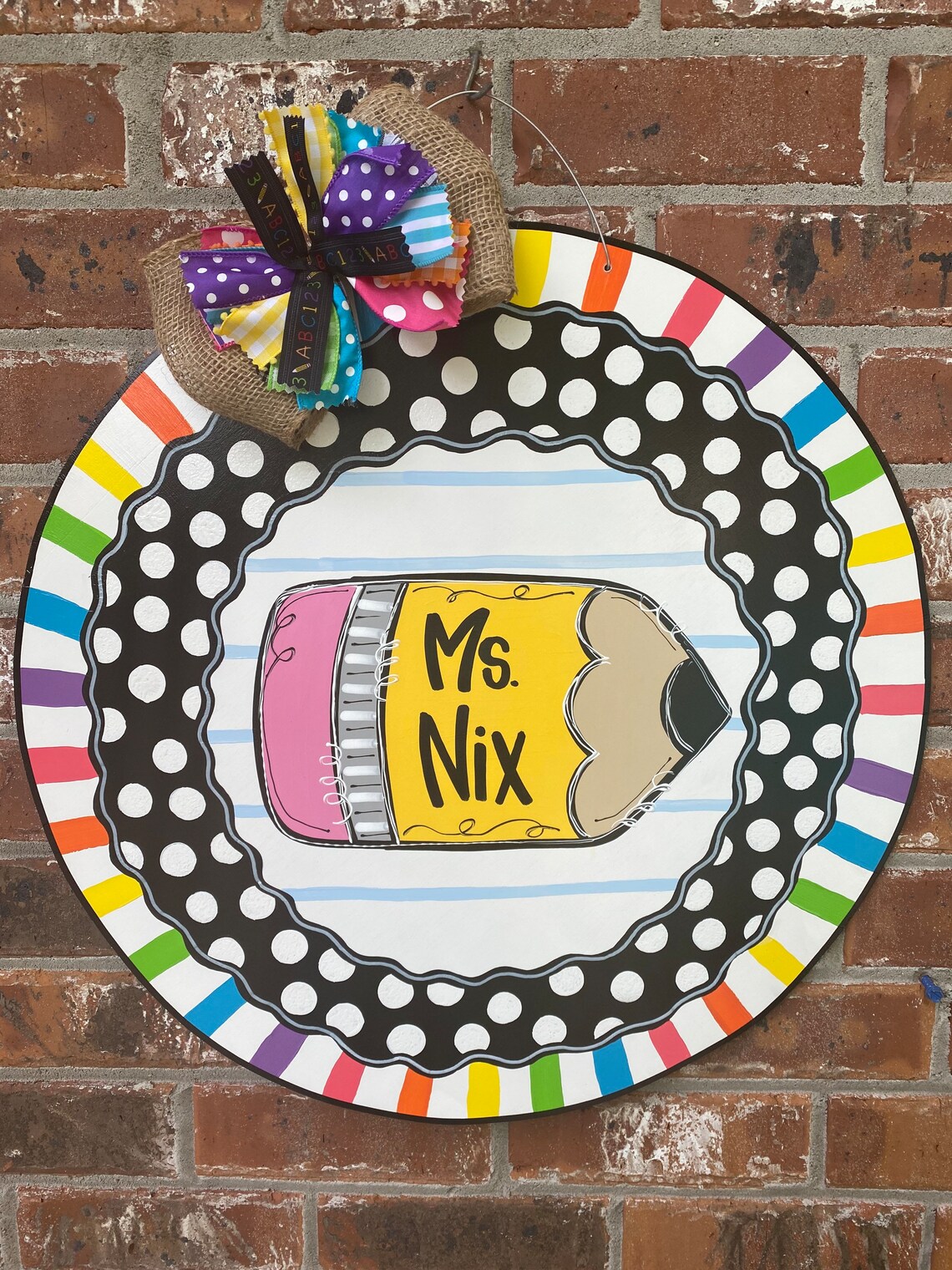 Teacher Door Hanger School Sign Teacher Decor Polka Dot - Etsy