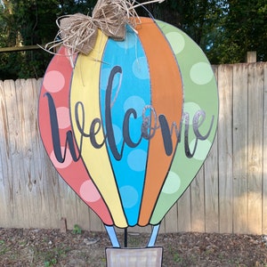 Hot Air Balloon Door Hanger, Hand Painted, Wood Cut Out - Etsy