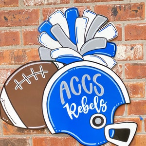 Football and Cheer Door Hanger, Wood Cut Out, Personalized Football ...
