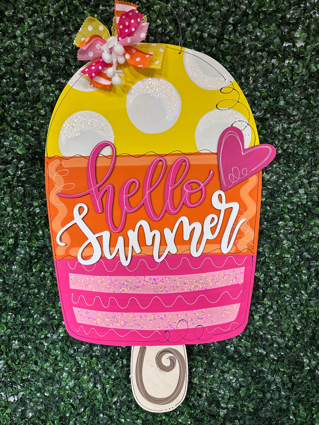Hello Summer Popsicle Door Hanger, 3D Lettering, Hand Painted, Wood Cut ...