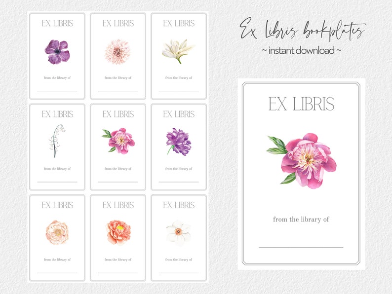Printable Ex Libris Bookplates / Easy Instant Download / Minimalist ...