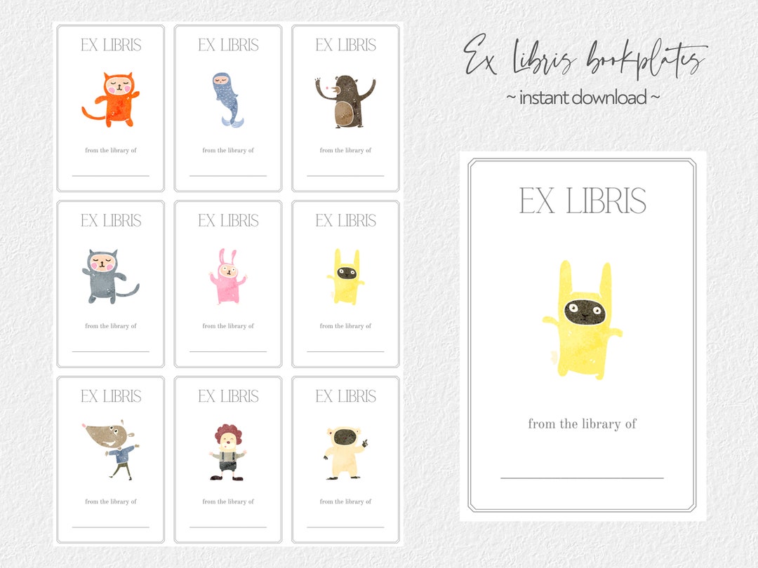 Printable Ex Libris Bookplates / Easy Instant Download / Minimalist ...