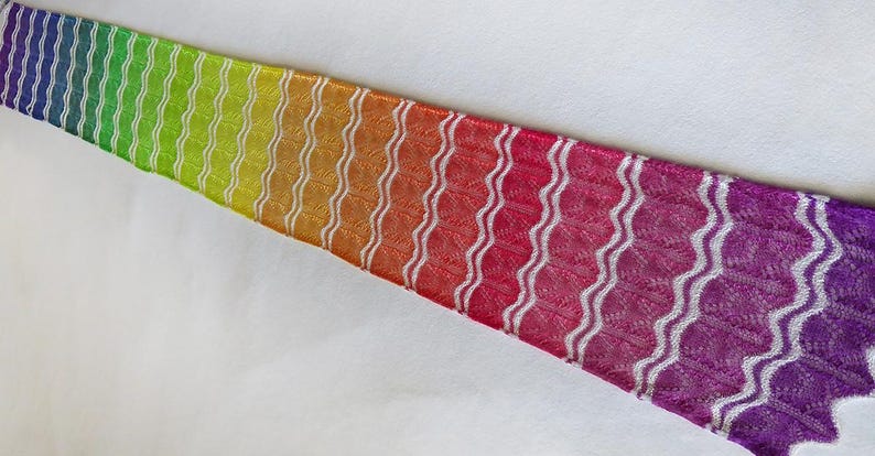 Hand-knit Mulberry Silk Scarf: Rainbow Lace Design - Etsy