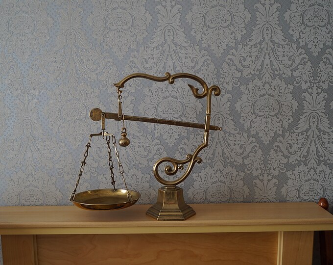 Antique Solid Brass Balance Beam Scale, Brass Butchers Scale, Bakery or ...