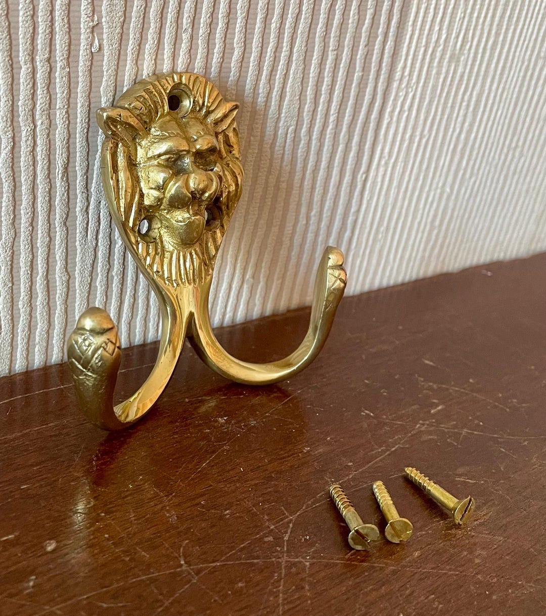 Vintage Brass Lion Head Wall Hook. - Etsy