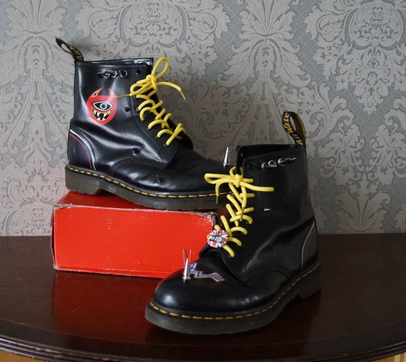 Dr Martens Airwair UK 7, EU 41, Black Leather, Customised Dr Martens Airwair UK 7, EU 41, Black Leather, Customised