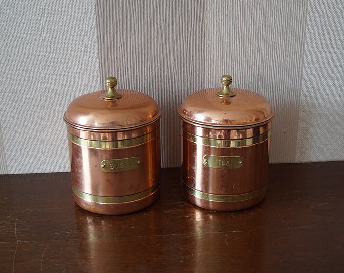 Set of 2 Vintage Copper Containers for Tea and Coffee, Set of Tea ...
