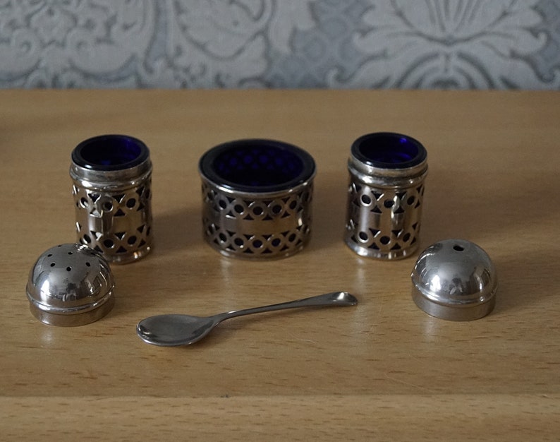 Vintage Five Piece Silver Plate Condiment Set. - Etsy