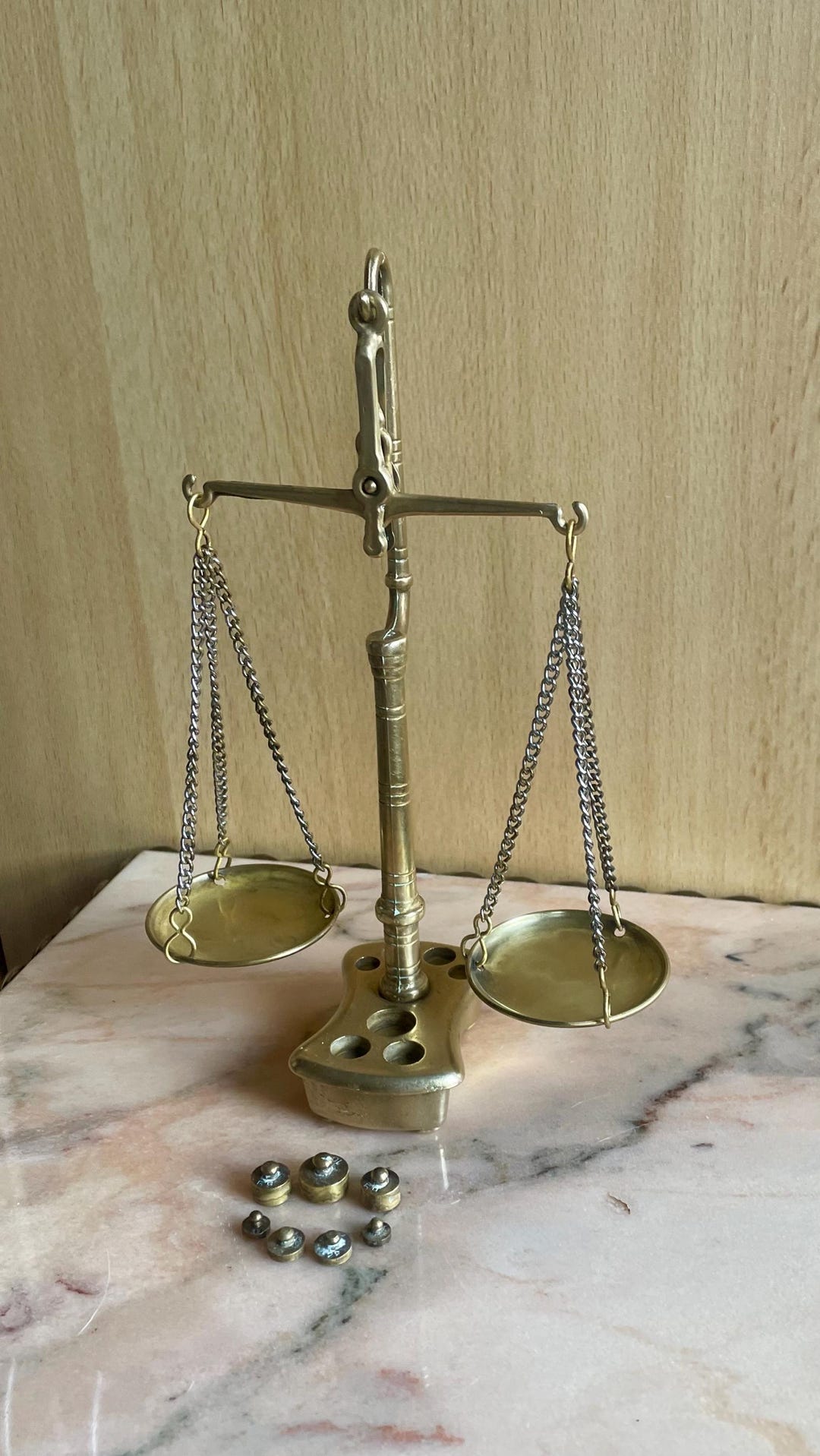 Vintage Brass Scales - Vintage Brass Beam Balance Scale With 7 Weighs ...