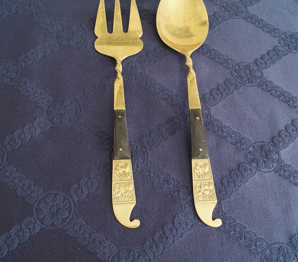 Vintage Brass Spoon and Fork Decorative Vintage Tableware. | Etsy