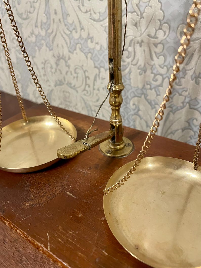 Antique Brass Balance Scale by HM Stanley London. With a Wooden Base ...