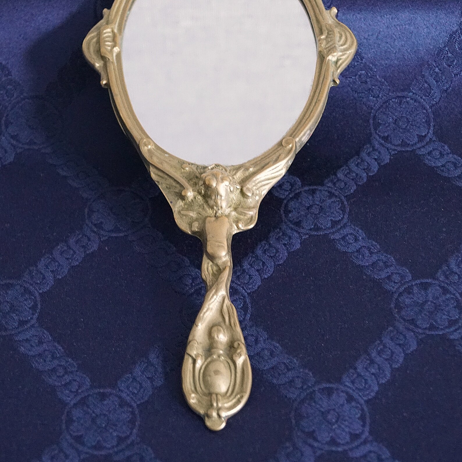 Vintage brass mirror with angels decor. | Etsy