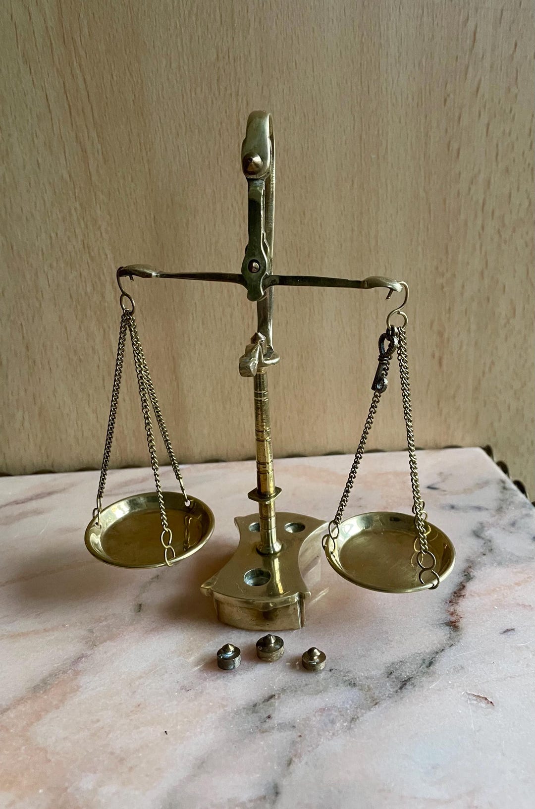 Vintage Brass Scales - Vintage Brass Beam Balance Scale With 3 Weighs ...