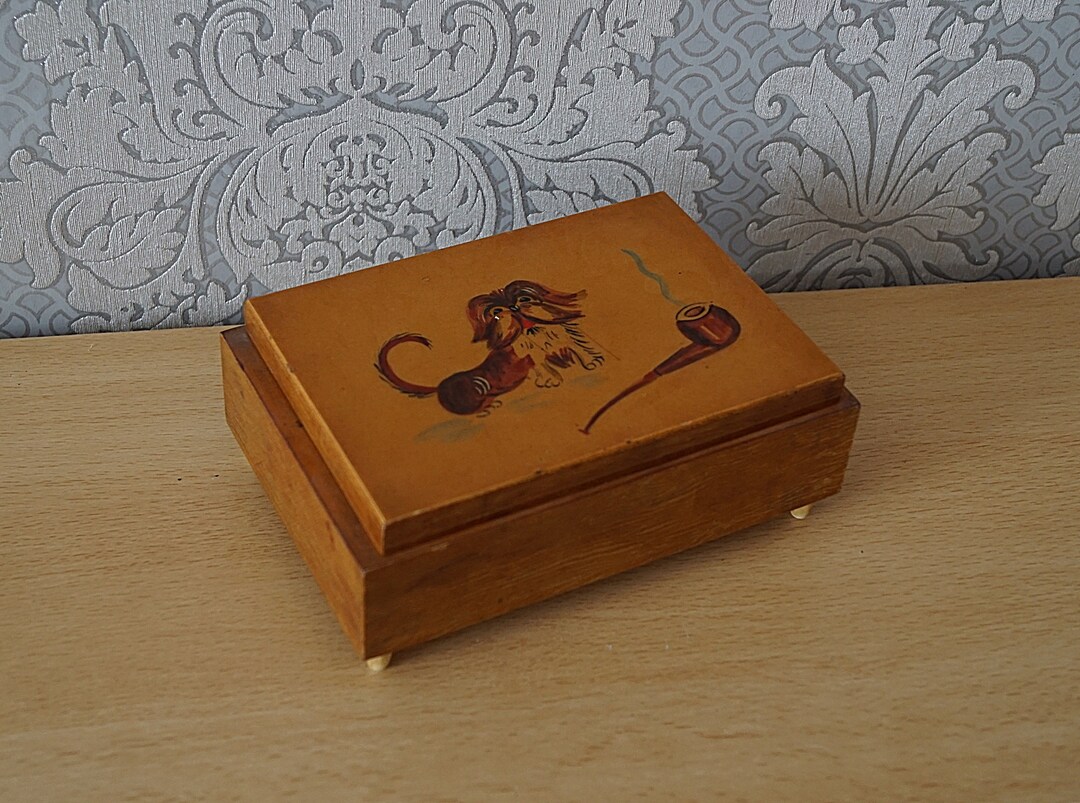 Vintage Wood Cigarette Box, Retro Wooden Tobacco Holder, Vintage Cigar ...