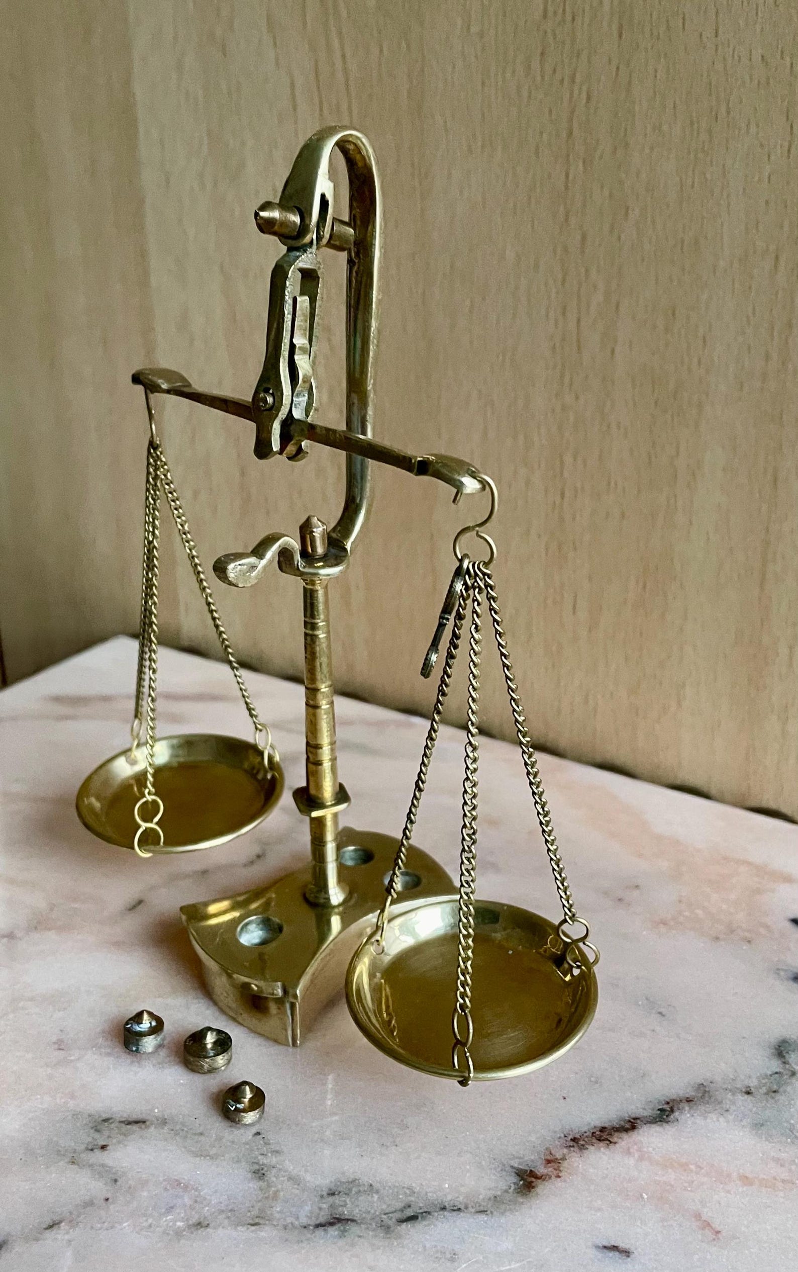 Vintage Brass Scales - Vintage Brass Beam Balance Scale With 3 Weighs ...