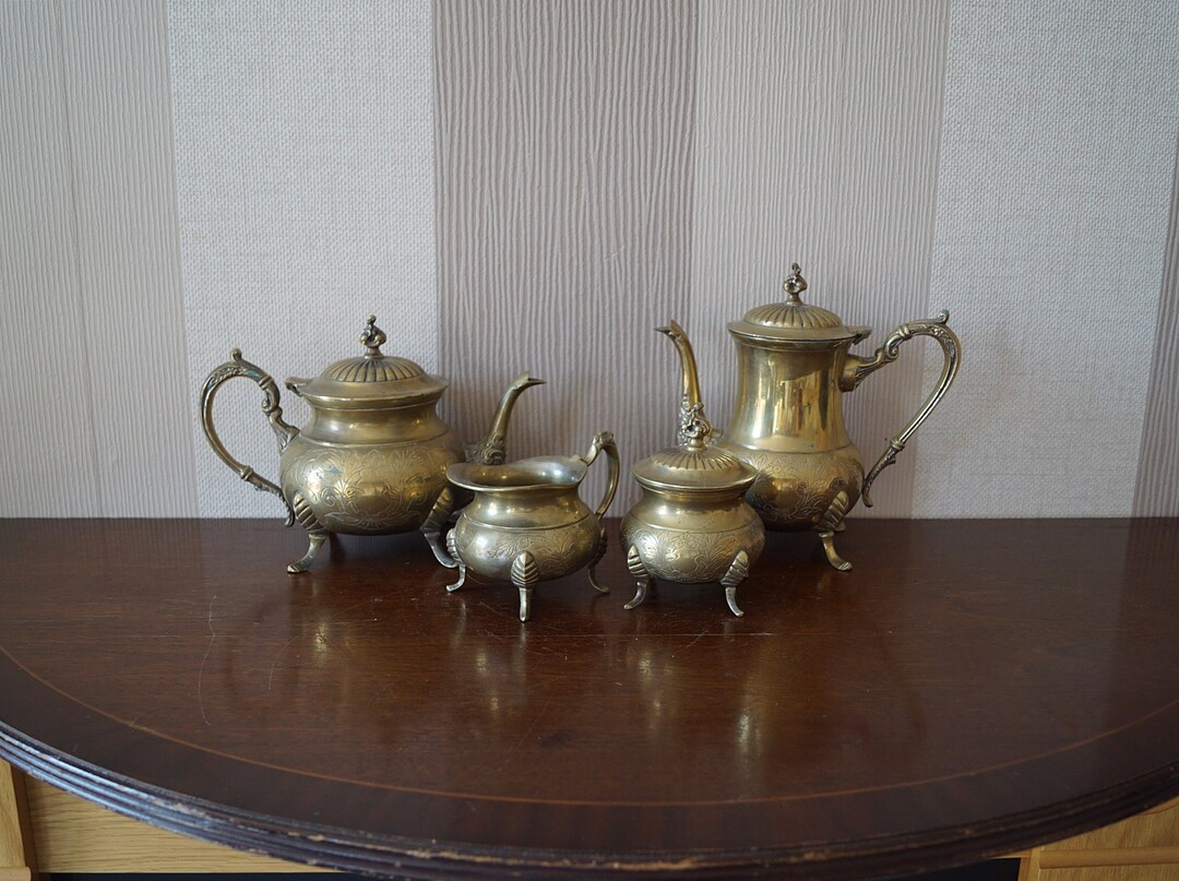 Vintage EPNS 4- Piece Tea Set With the Teapot, Coffee Pot, Sugar Bowl ...