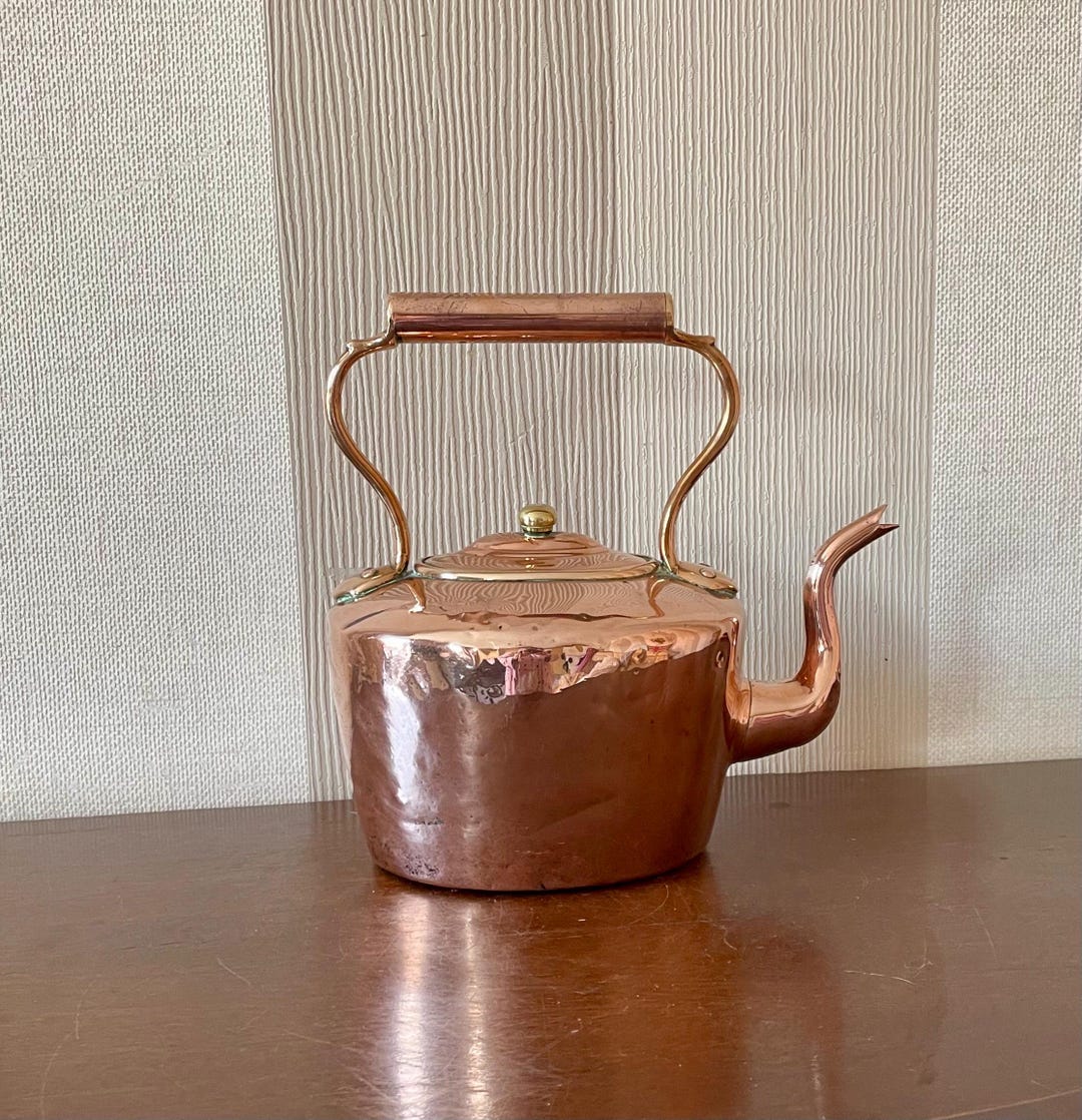 Antique Copper Teapot With Lid, Large Size Old Copper Kettle, Polished ...