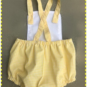 FREE SHIPPING! Vintage Style Baby Romper for Boy or Girl Yellow Gingham ...