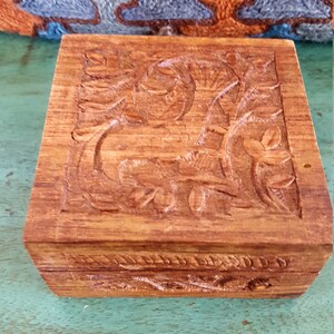 Hand Carved Wood Box~bird Box Made in India~hinged Jewelry Box~ring Box ...