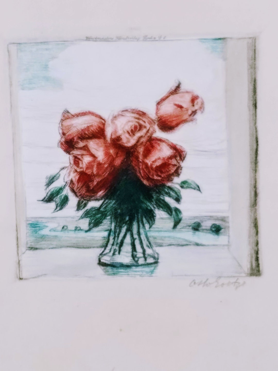 Signed Otto Goetze ROSES Watercolor~antique Watercolor Red Roses~floral ...