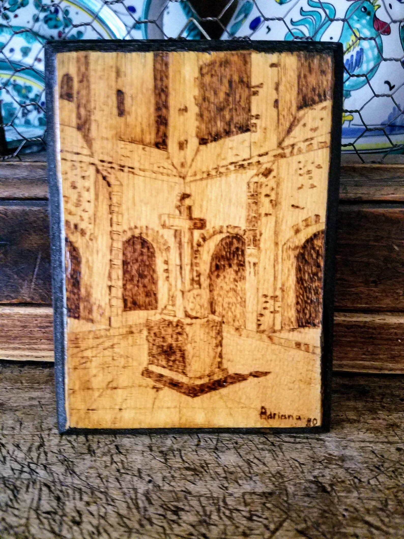 Pyrography Plaque Claustro Convento Acolmanvintage Wood | Etsy